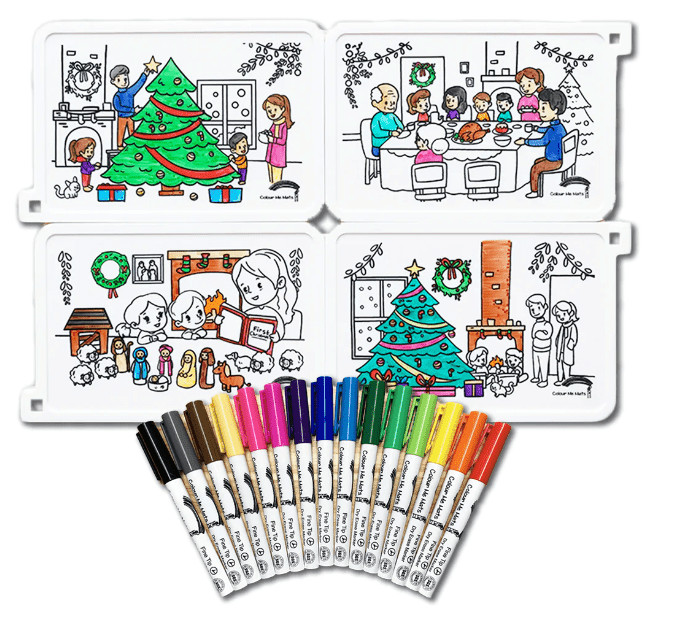 Reusable Colouring Mat Bundle- Christmas Family Traditions (Puzzle Mats ...